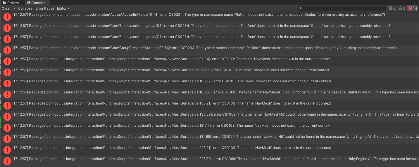 Errors on opening in 2022.3.7 · Issue #6 · oculus-samples/Unity-Decommissioned · GitHub