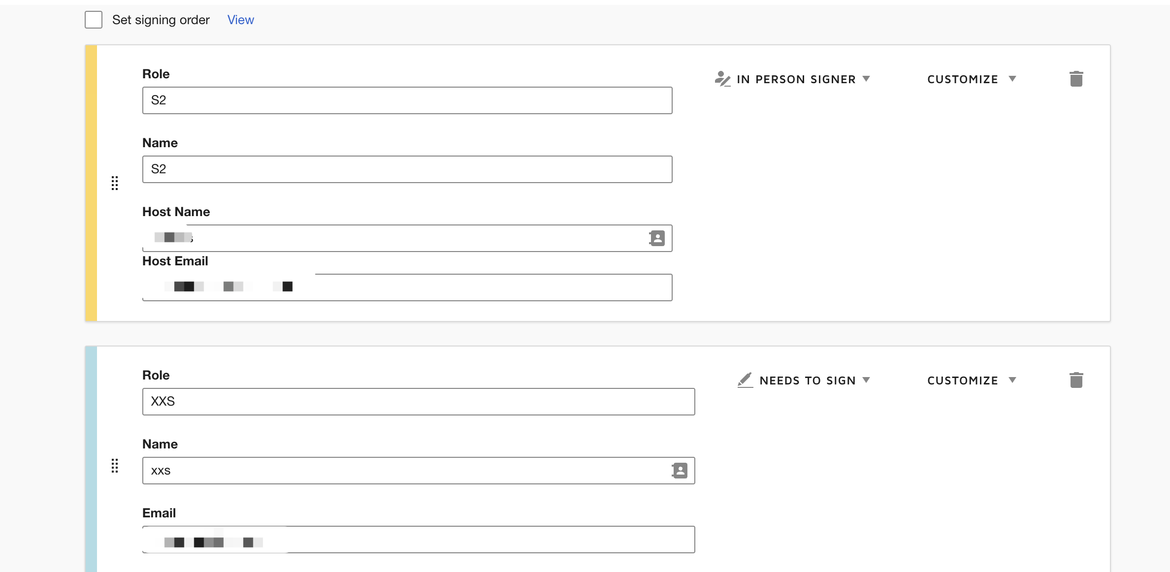 How to resolve "Only role name allowed for in-person recipients" error when cache template ...