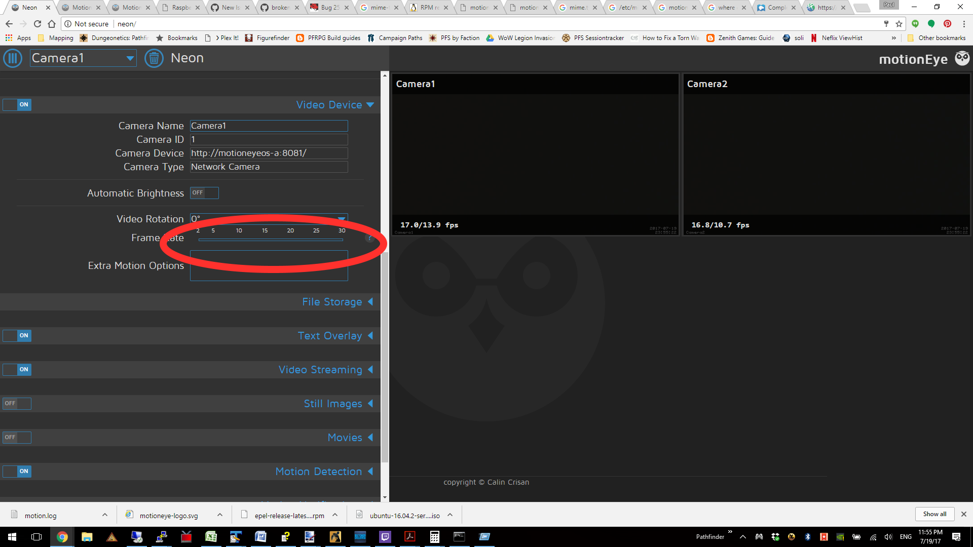 missing sliders in ui (centos 7) · Issue #594 · motioneye-project ...