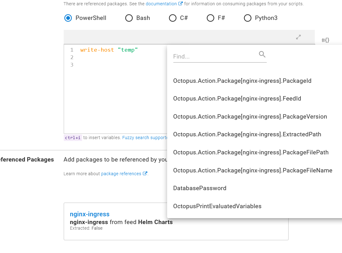 'Upgrade a Helm Chart' step does not suggest variables based on referenced Docker containers ...