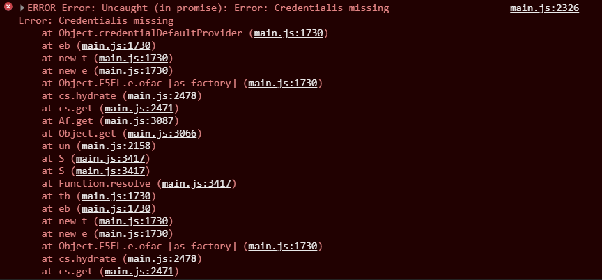 "Error: Credentialis missing" when CognitoIdentityClient is called in browser/ReactNative ...