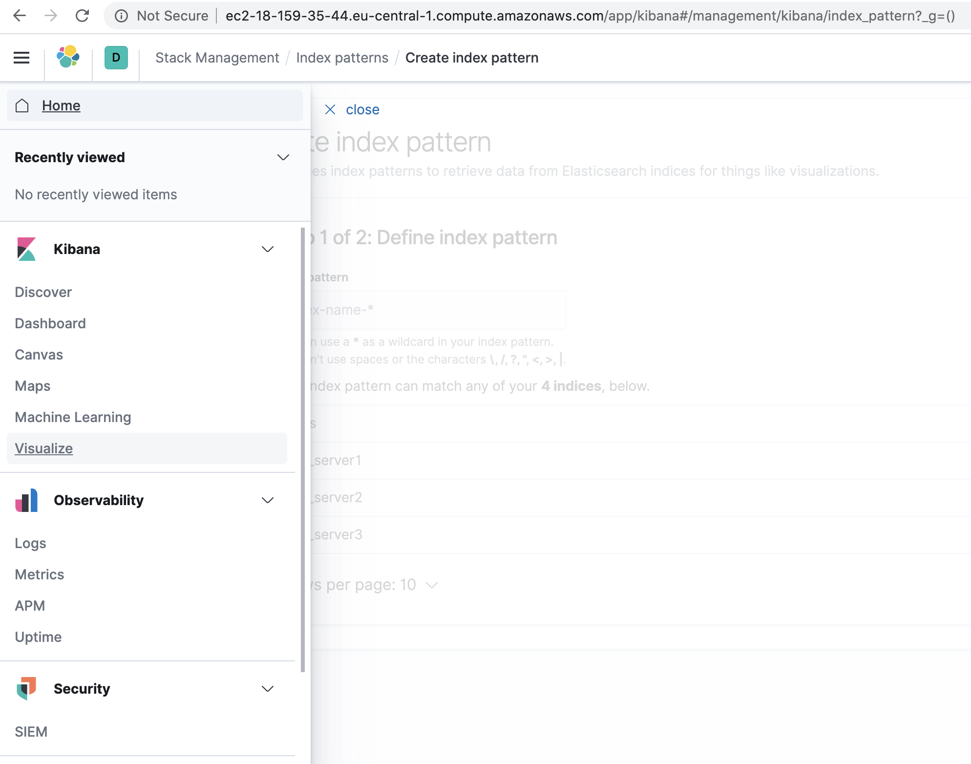 Kibana Visualize Navigation Entry Takes User To The Home Screen