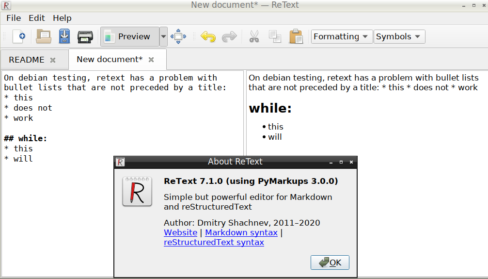 Bullet list without title don't work. Debian - ReText 7.1.0 (using PyMarkups 3.0.0) · Issue #511 ...