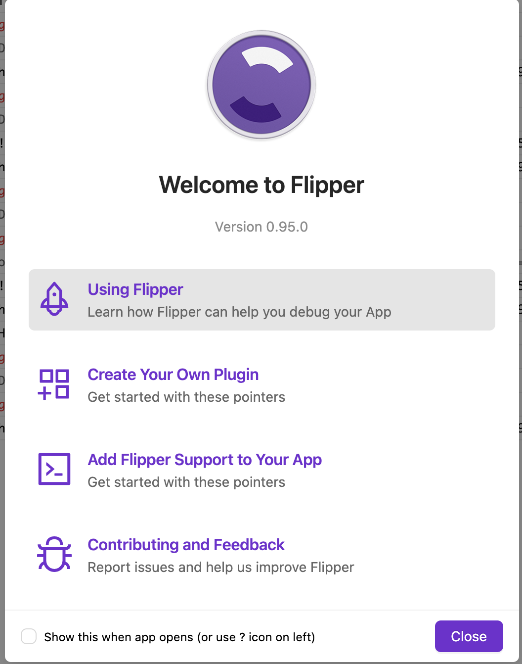 Welcome To Flipper Always Shows On Start Even When Disabled · Issue 2502 · Facebook Flipper