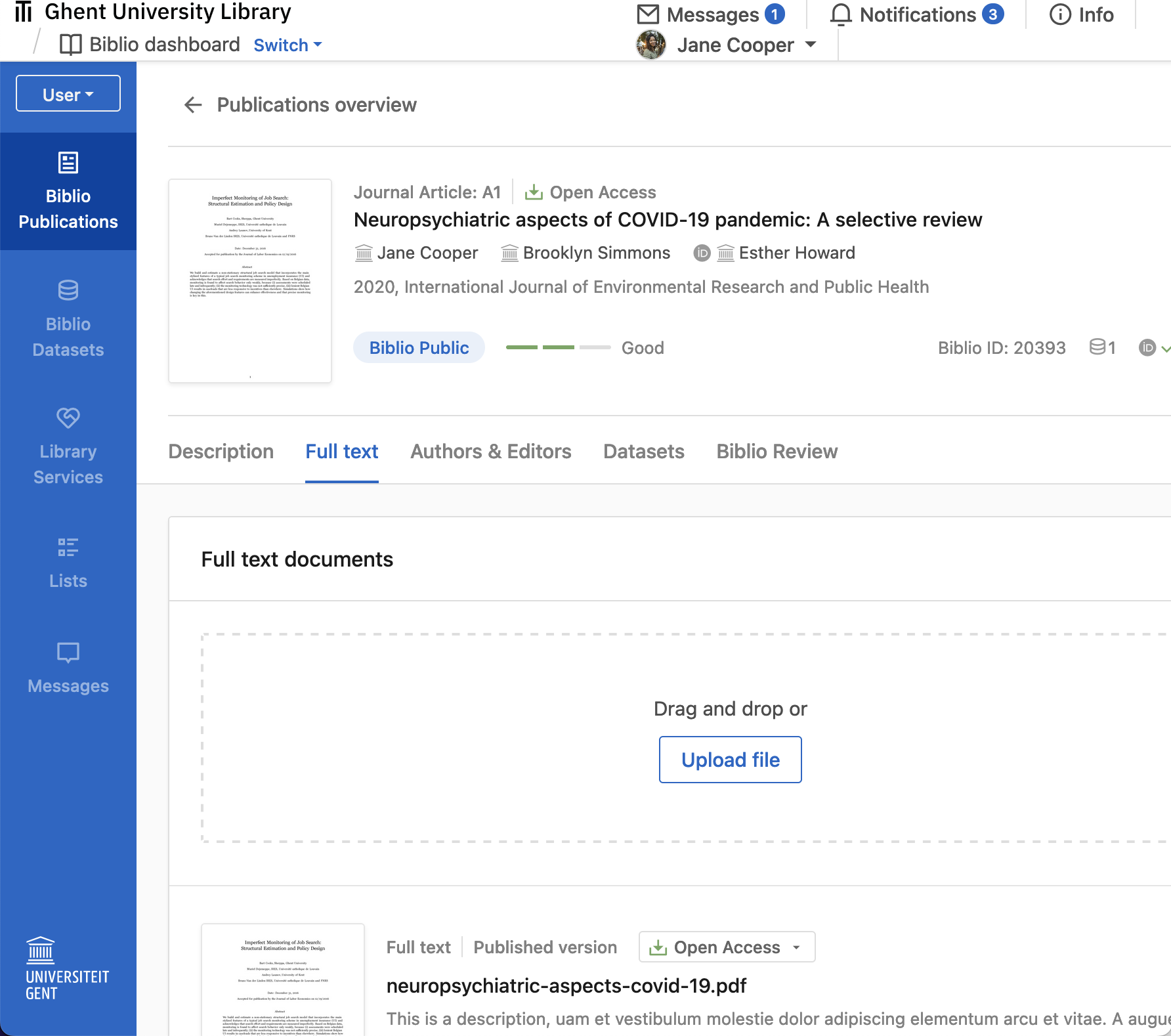 As a reviewer, when I use Biblio in a split screen, the functionalities must still be visible ...
