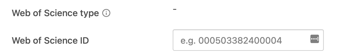 I can add or edit a WoS type when adding a publication manually or importing it via WoS, via DOI ...