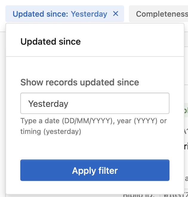 Filter On Updated Since · Issue 530 · Ugent Librarybiblio Backoffice · Github