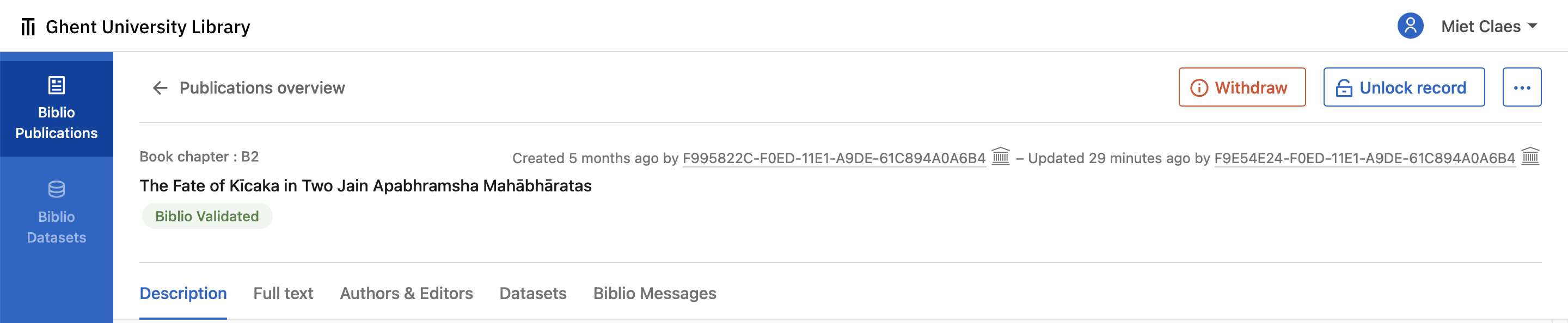 As a librarian, I can lock a record so researchers and administrative ...