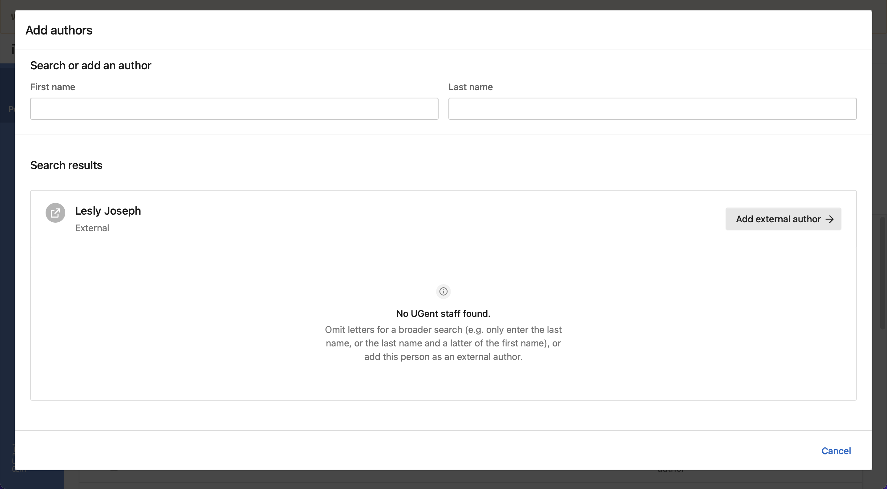 Authors, editors or creators search no results · Issue #607 · ugent ...