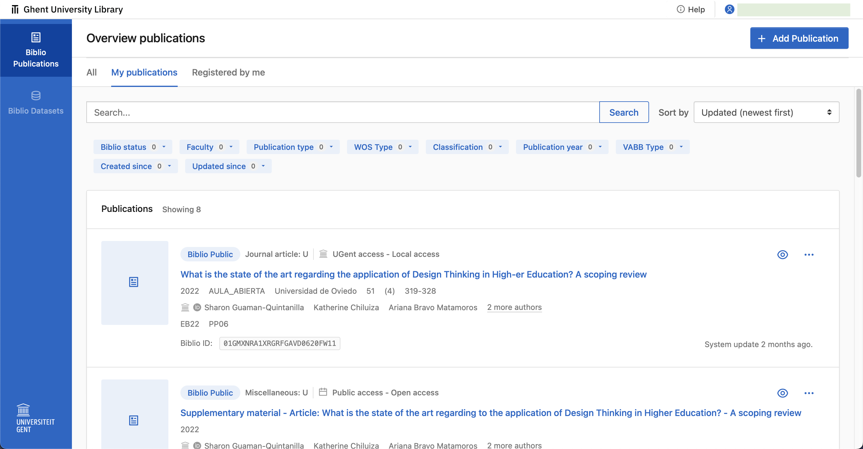 [urgent] Researcher with two profiles would like to see the newest profile with all publications ...
