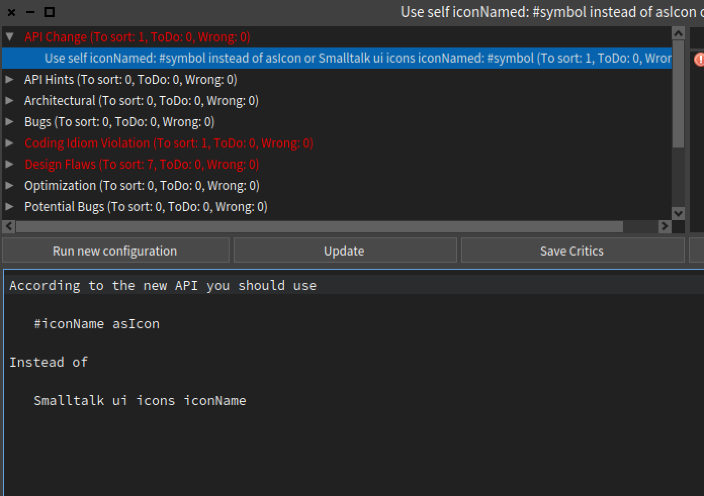 CodeCritics - Descriptions and comments show differents ideas · Issue #9450 · pharo-project ...