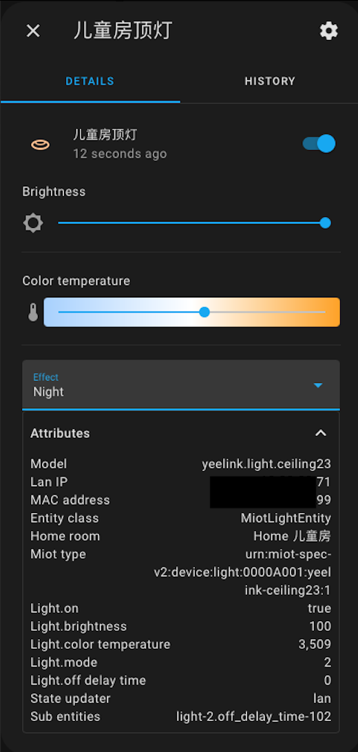 小米吸顶灯月光模式亮度显示不正常yeelinklilghtceiling2223 · Issue 766 · Al Onehass Xiaomi Miot · Github 0049