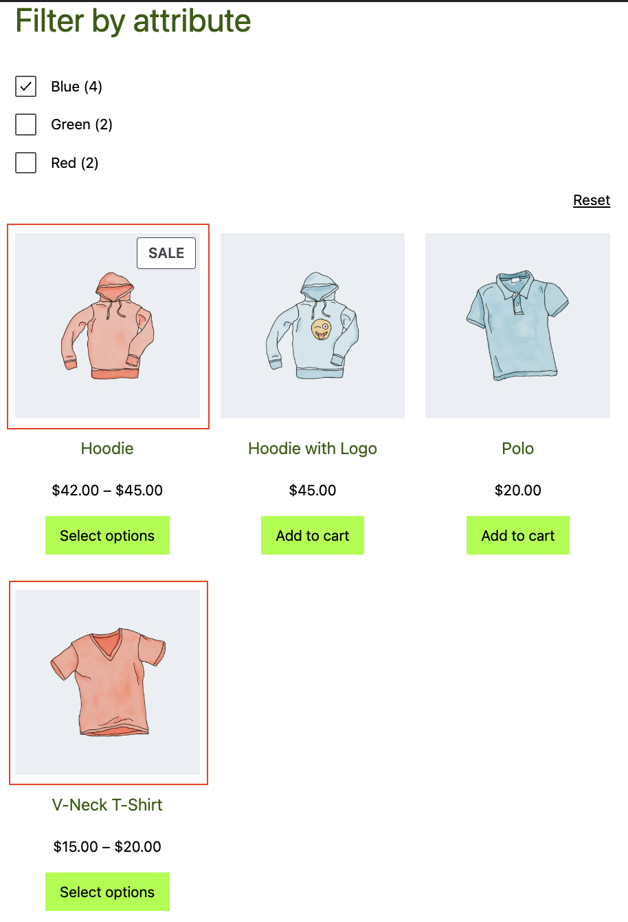 Filter by Attribute > Ensure the products displayed on the filter ...