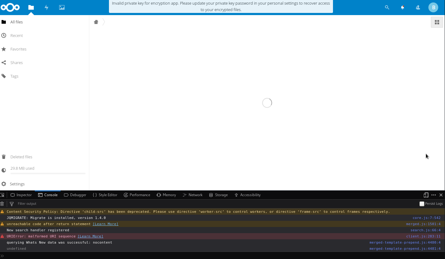 All Files View Broken Loads Forever And Contents Never Show Up · Issue 12236 · Nextcloud 