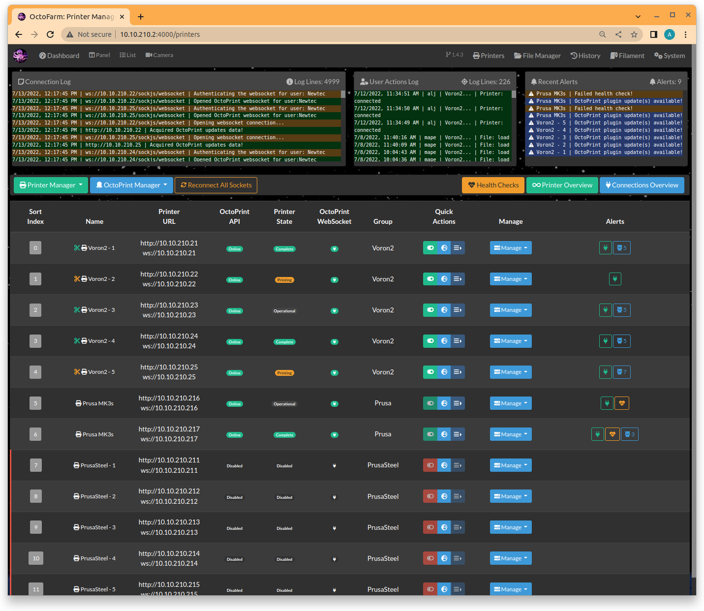 OctoFarm stops syncing/updating printer state randomly · Issue #1163 · OctoFarm/OctoFarm · GitHub