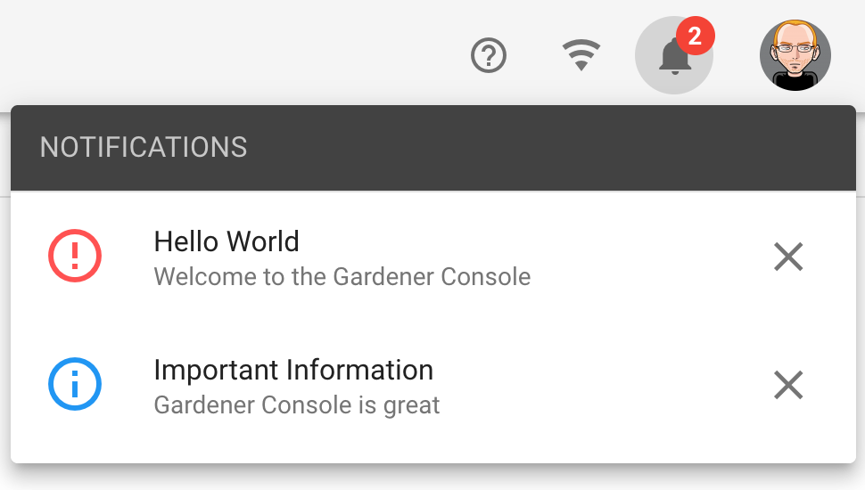 View notifications of important changes in the toolbar · Issue #582 · gardener/dashboard · GitHub