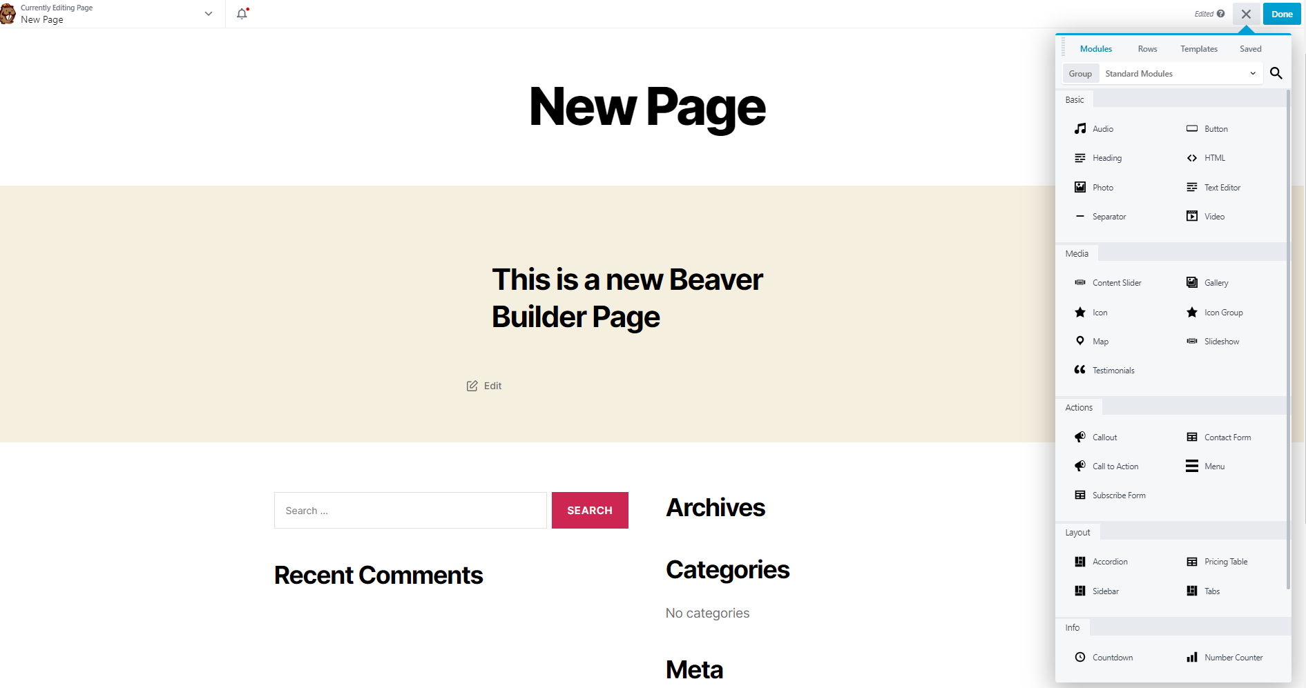 When creating a new post/page, WPSS does not show up as an option within the Beaver Builder ...