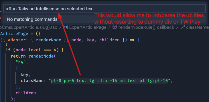 [IntelliSense] Add command to extension to apply TW Intellisense on arbitrary strings ...