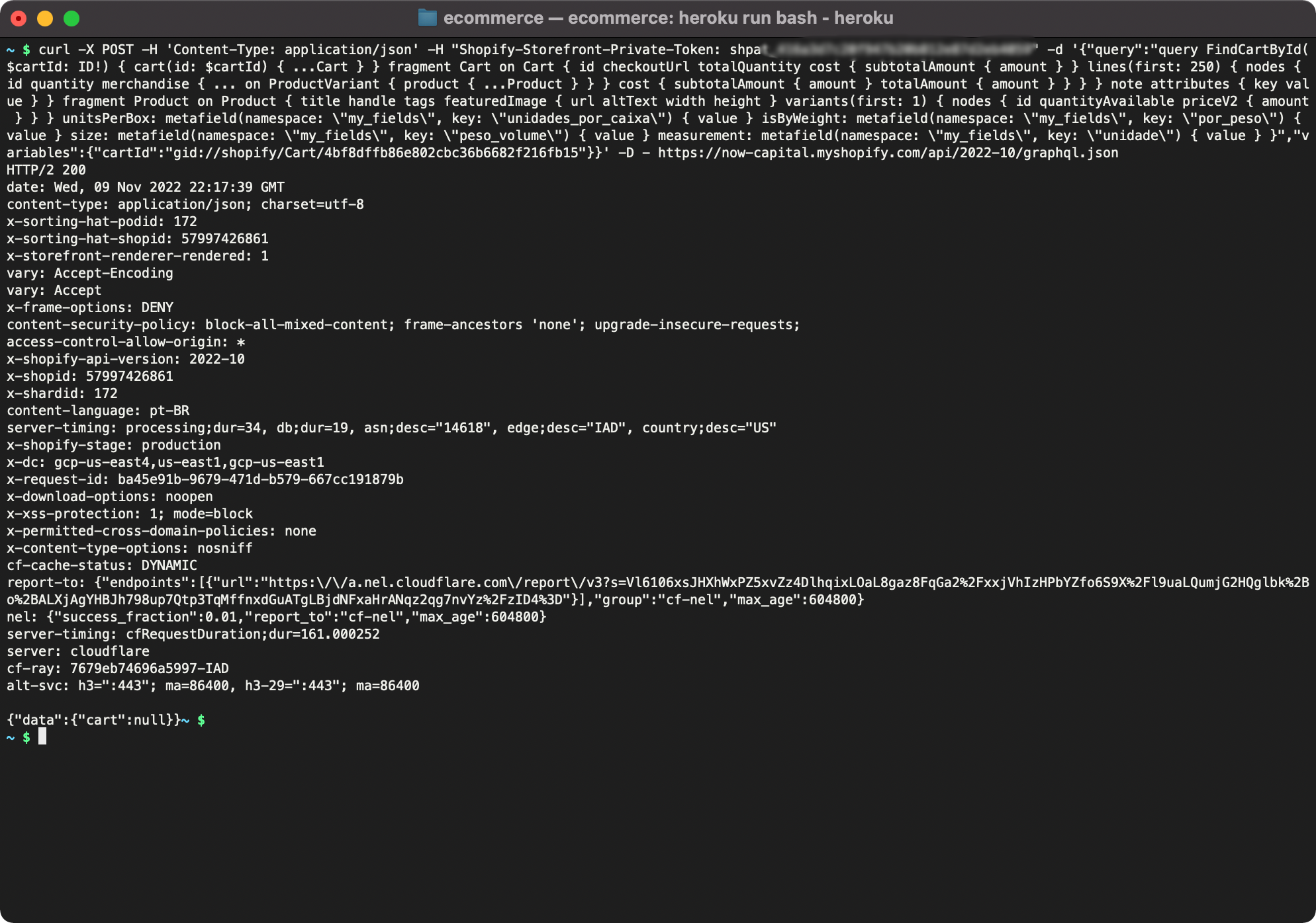 Cart Query Returns `null` Only On Heroku · Shopify Storefront Api