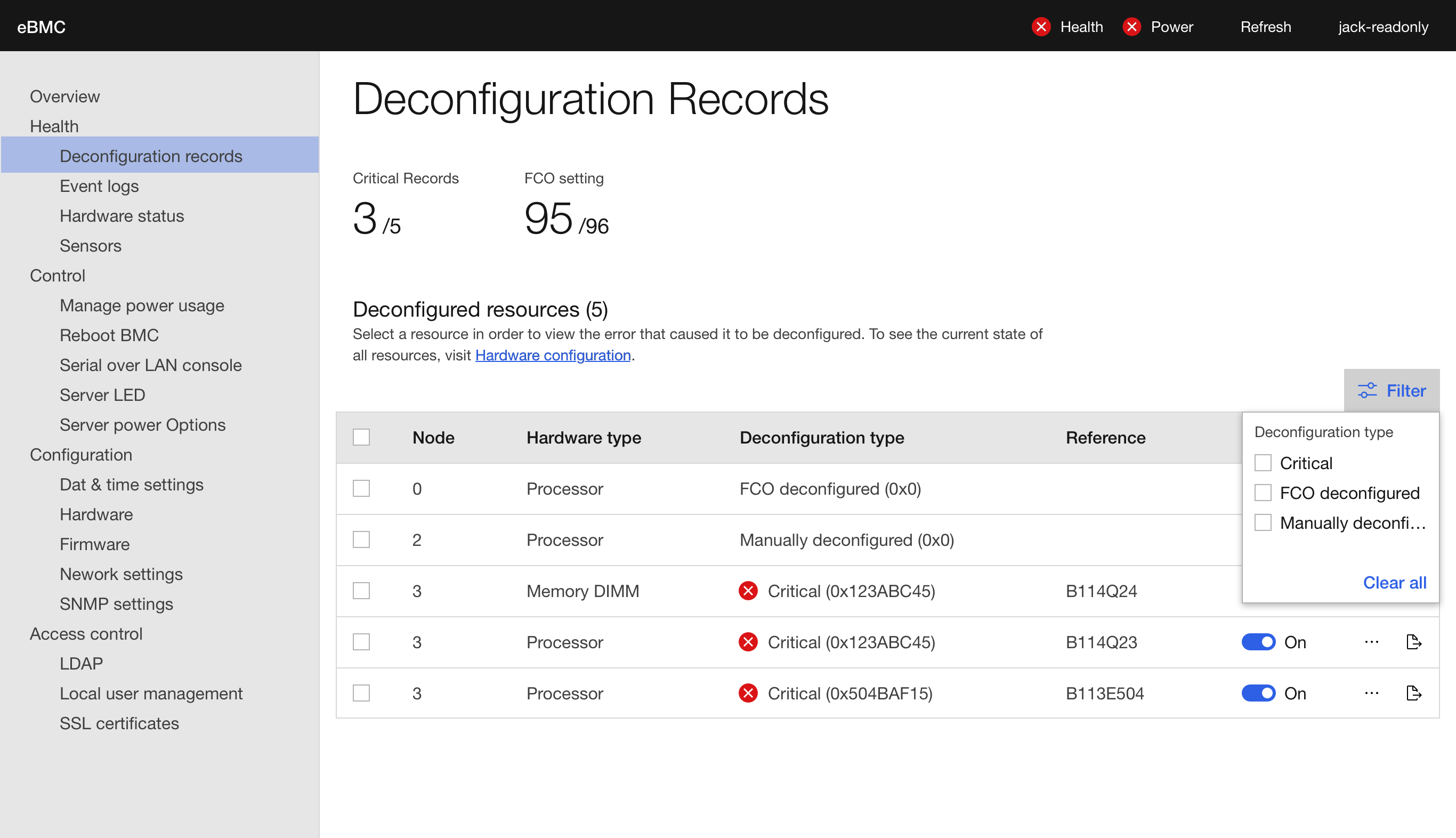 Deconfigured Hardware · Issue #27 · openbmc/webui-vue · GitHub