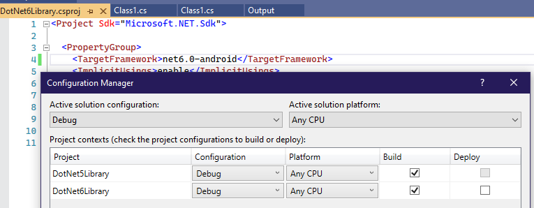 When .NET 6.0 class library targets anything besides net6.0 or net6.0-windows, "Deploy" flag in ...