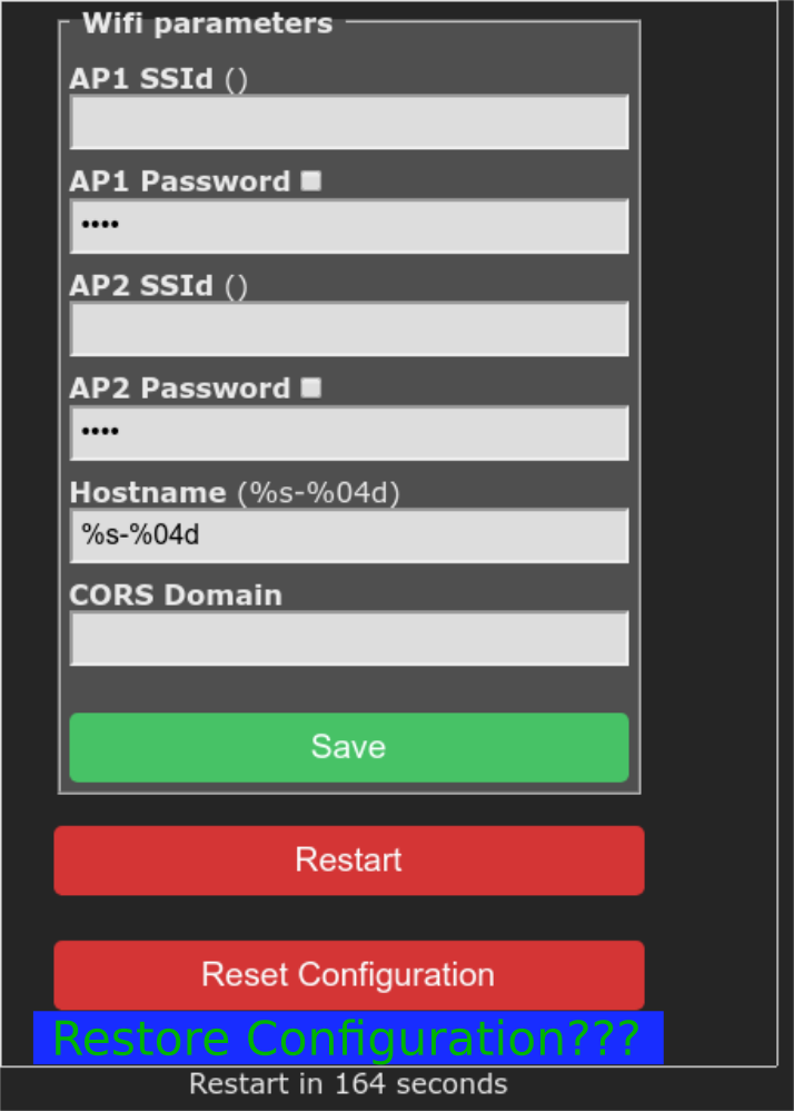Restore Configuration on initial setup. · Issue #7306 · arendst/Tasmota · GitHub