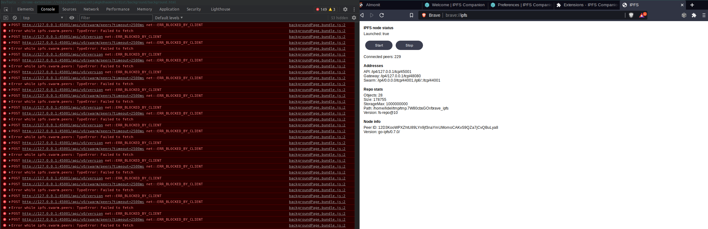 Unable to connect to API of Brave node · Issue #983 · ipfs/ipfs-companion · GitHub