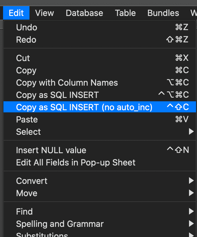 Copy as SQL insert without primairy keys · Issue #207 · Sequel-Ace/Sequel-Ace · GitHub