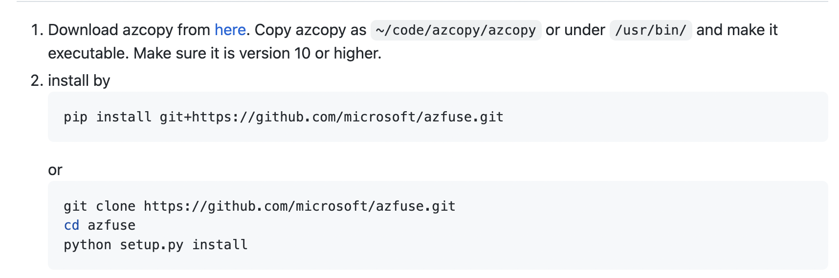 I got an error saying No such file or directory: 'azcopy': 'azcopy ...