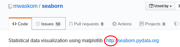 Project description link points to http://seaborn.pydata.org/ without ...