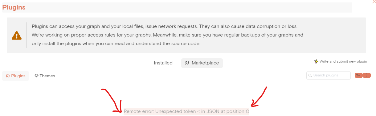 Unable to download plugins list · Issue #4774 · logseq/logseq · GitHub