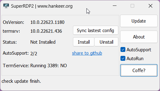 can't get running nor update? · Issue #230 · anhkgg/SuperRDP · GitHub