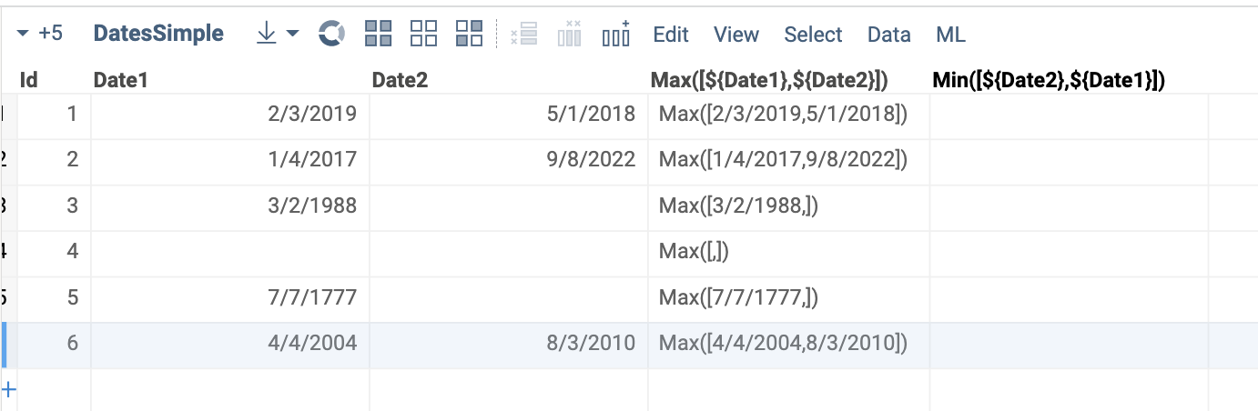 [Calculated columns] - Min() and Max() are not compatible with date and ...