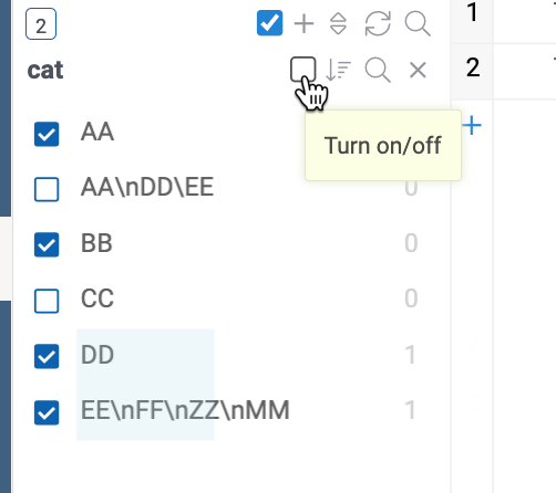 Filters on/off checkboxes state is inconsistent in specific cases ...