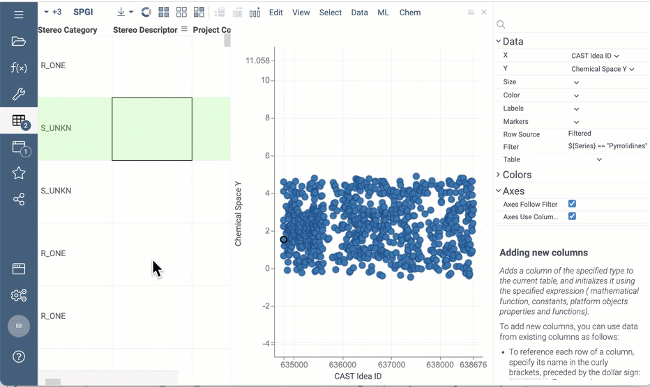 Scatter plot with in-viewer filtering set does not show data after adding a calculated column ...