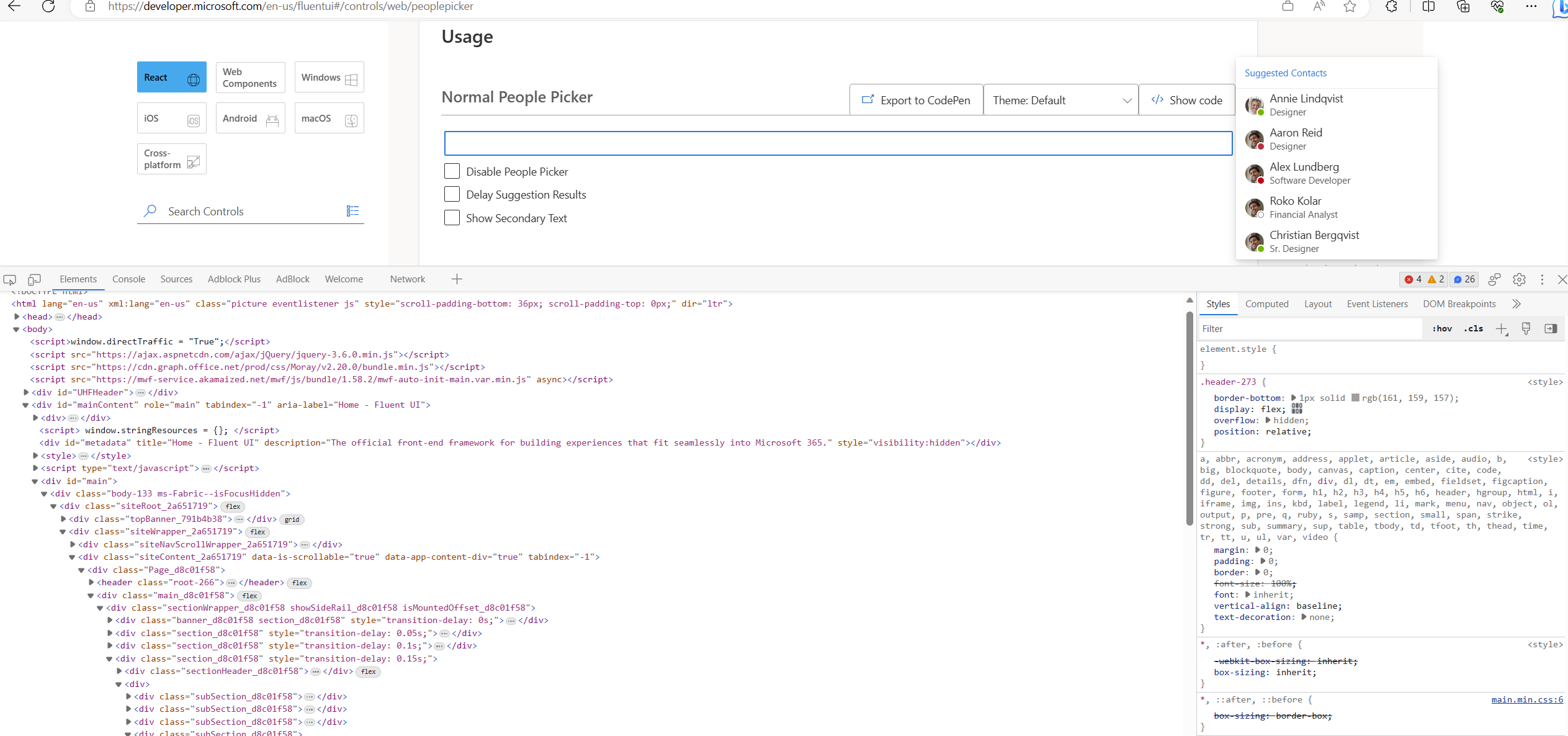 [Bug]: People picker: Edge/Chrome/Desktop: The suggestion list is not displaying below input ...