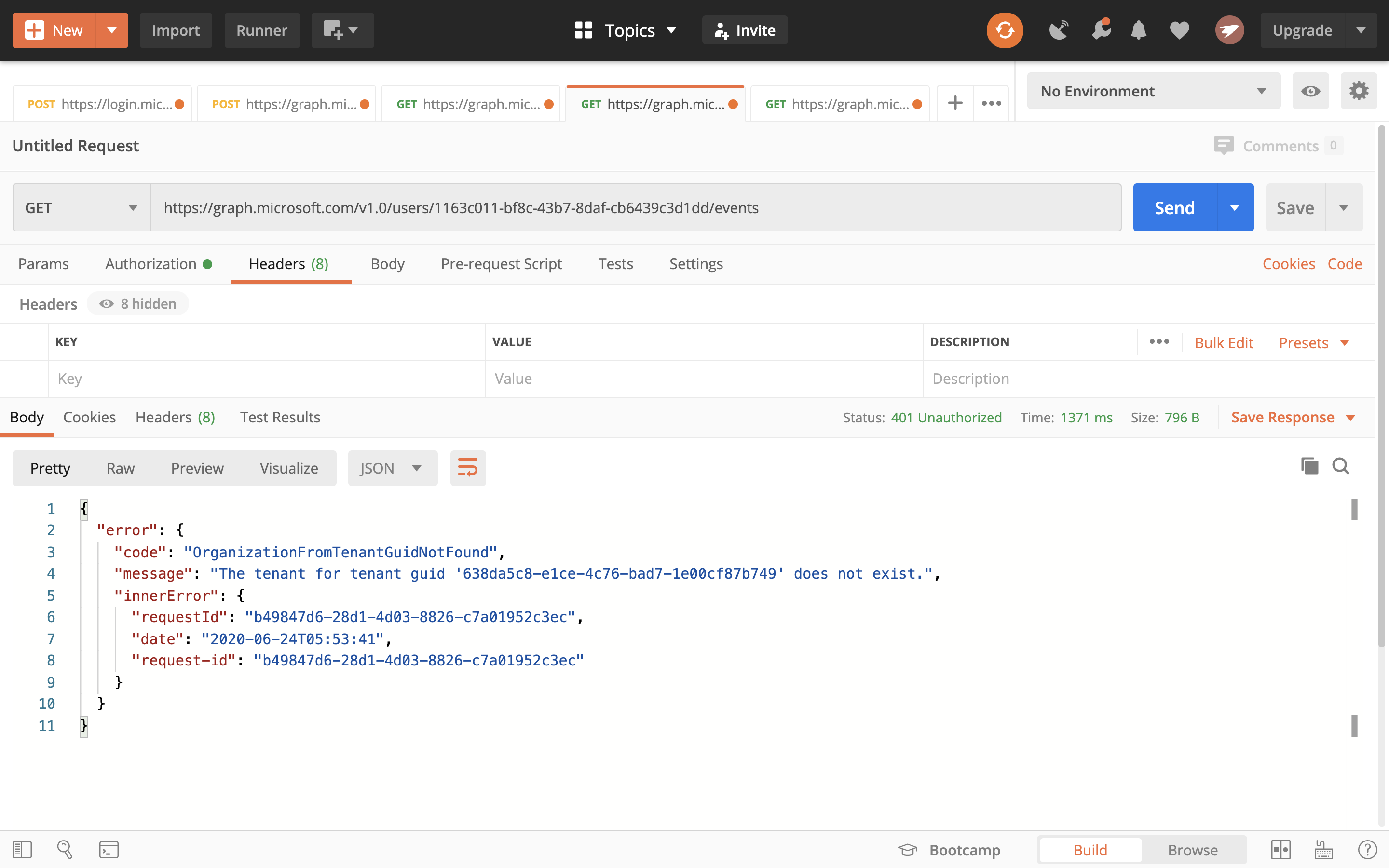 Post request to create an event using graph api createEvent is throwing ... Post request to create an event using graph api createEvent is throwing ...