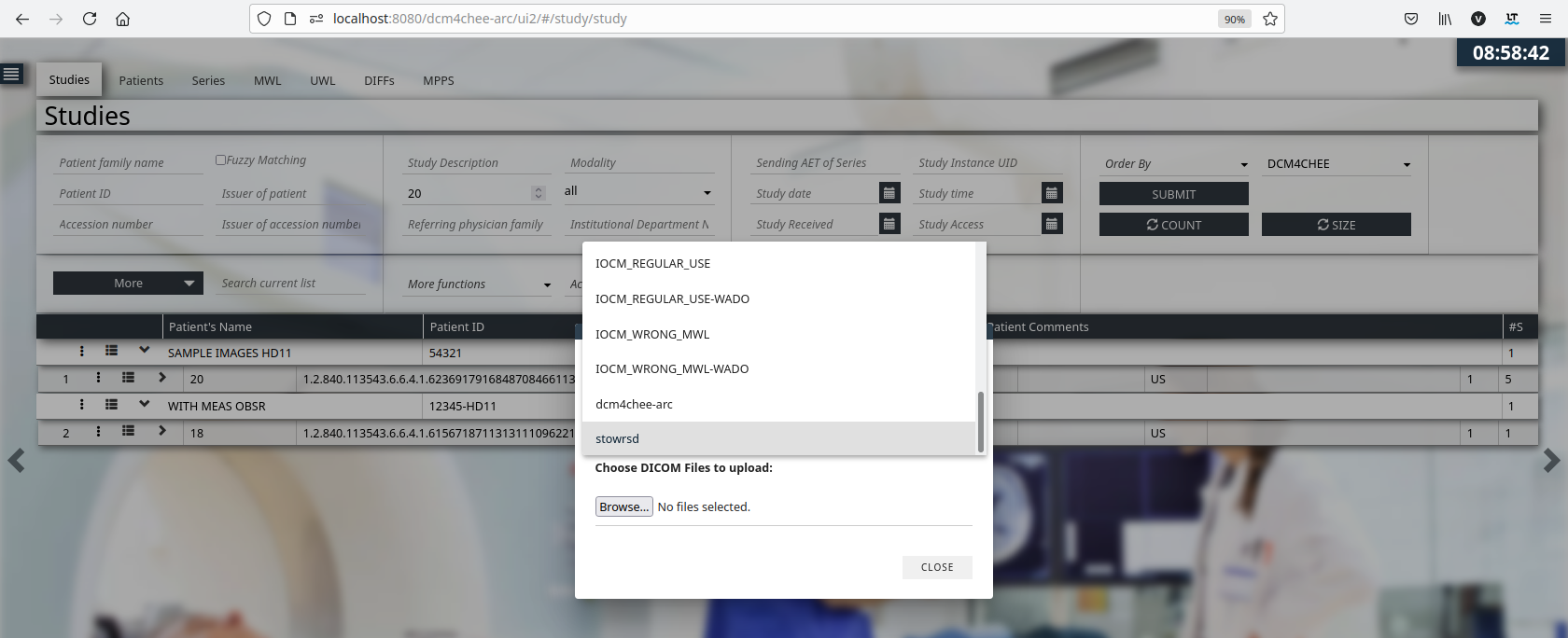 UI Navigation - Study : Enable uploading DICOM files only for web applications consisting STOW ...