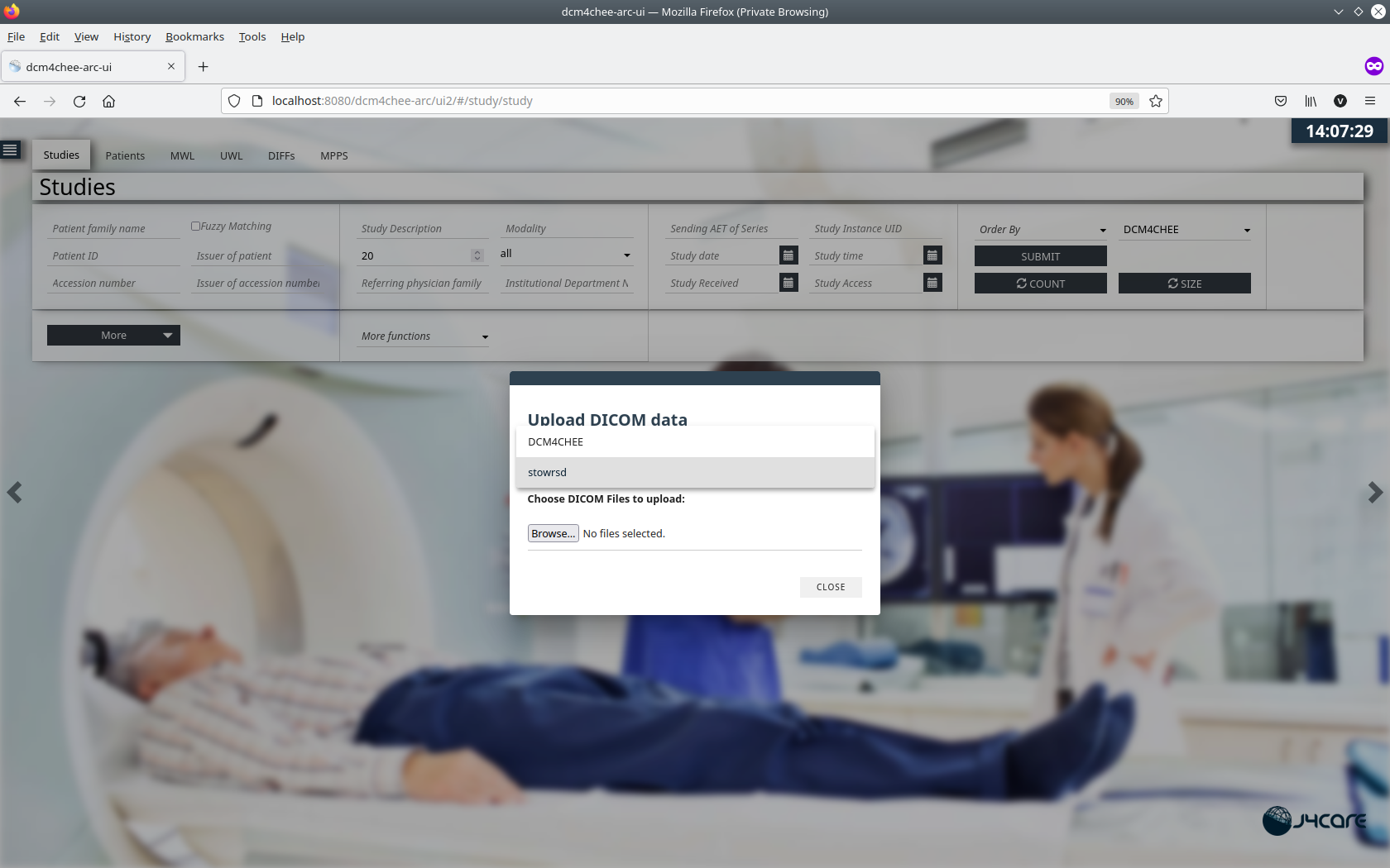 UI Navigation - Study : Enable uploading DICOM files only for web applications consisting STOW ...
