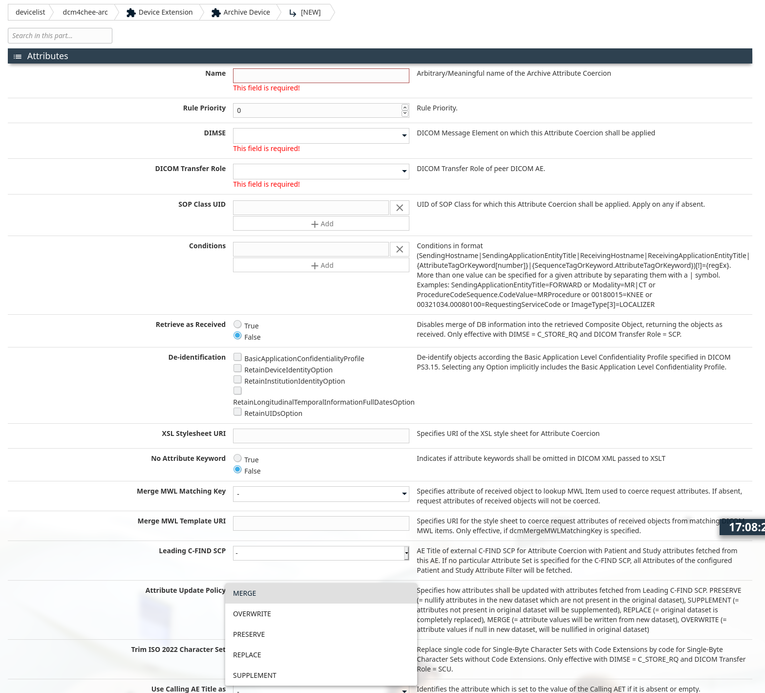 Remove misleading REPLACE policy from attribute update policy list of an archive Attribute ...