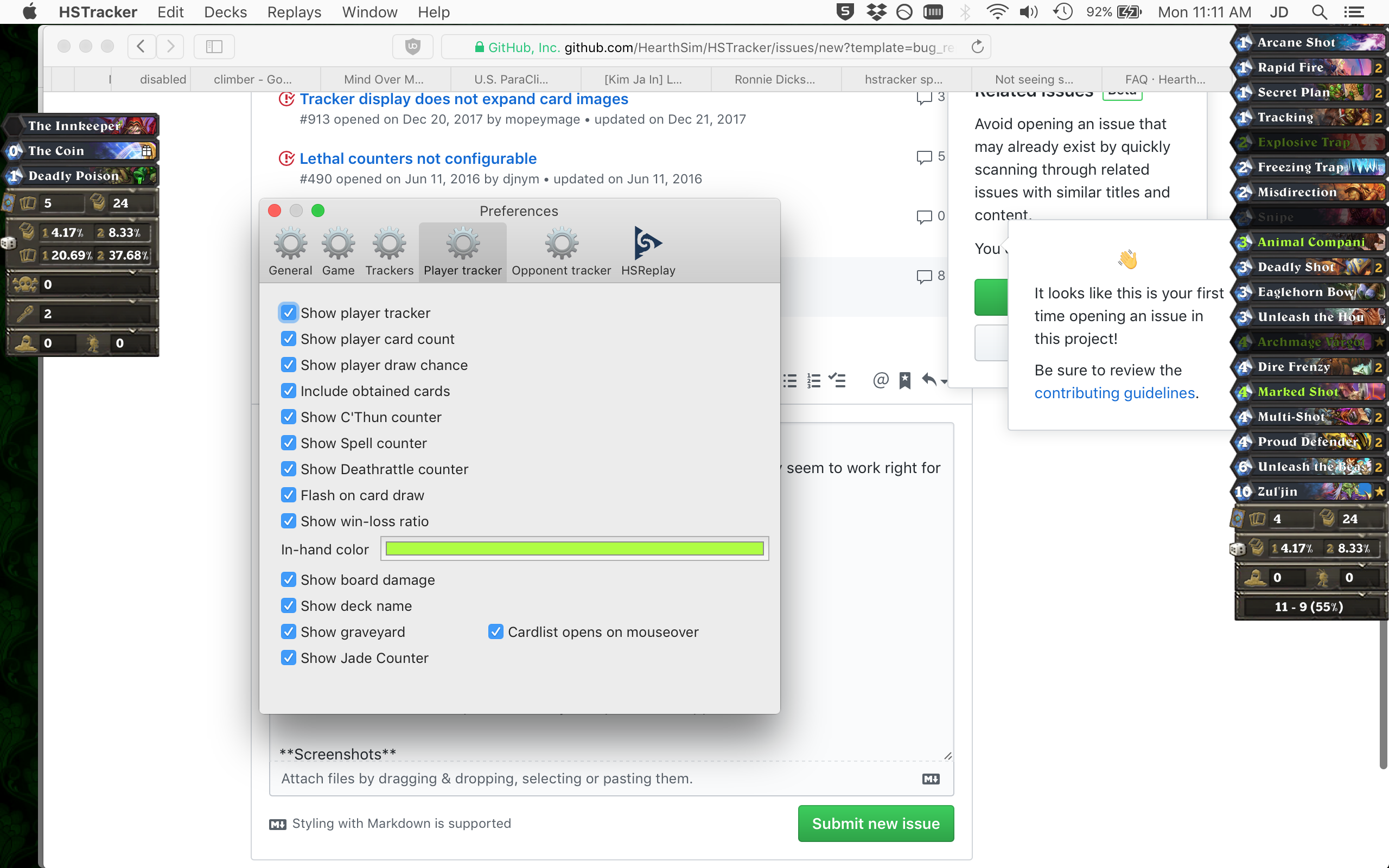 card counters for Player do not display · Issue #1058 · HearthSim/HSTracker · GitHub