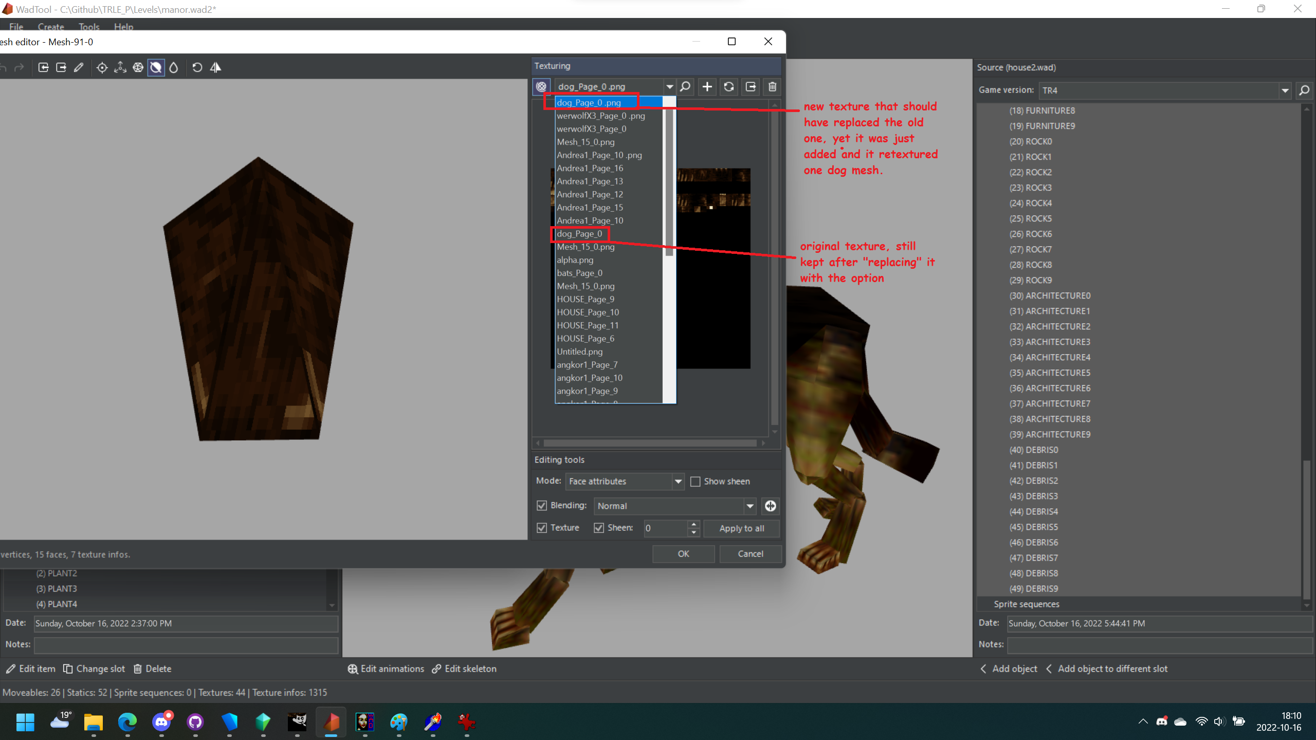 WT: 'Replace current texture' does not actually replace textures · Issue #625 · MontyTRC89/Tomb ...