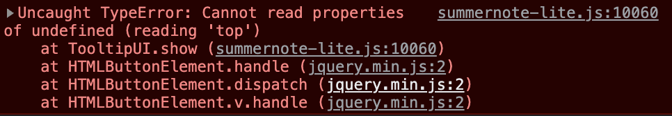 Summernote Lite v0.8.18 on plugin summernote-ext-specialchars.js with error Uncaught TypeError ...