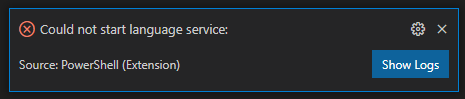 PowerShell Integrated Console does't start: Running the contributed command: 'PowerShell ...
