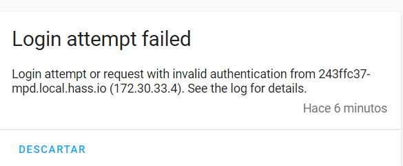 MPD: Login attempt or request with invalid authentication 2022.4.1 · Issue #69827 · home ...