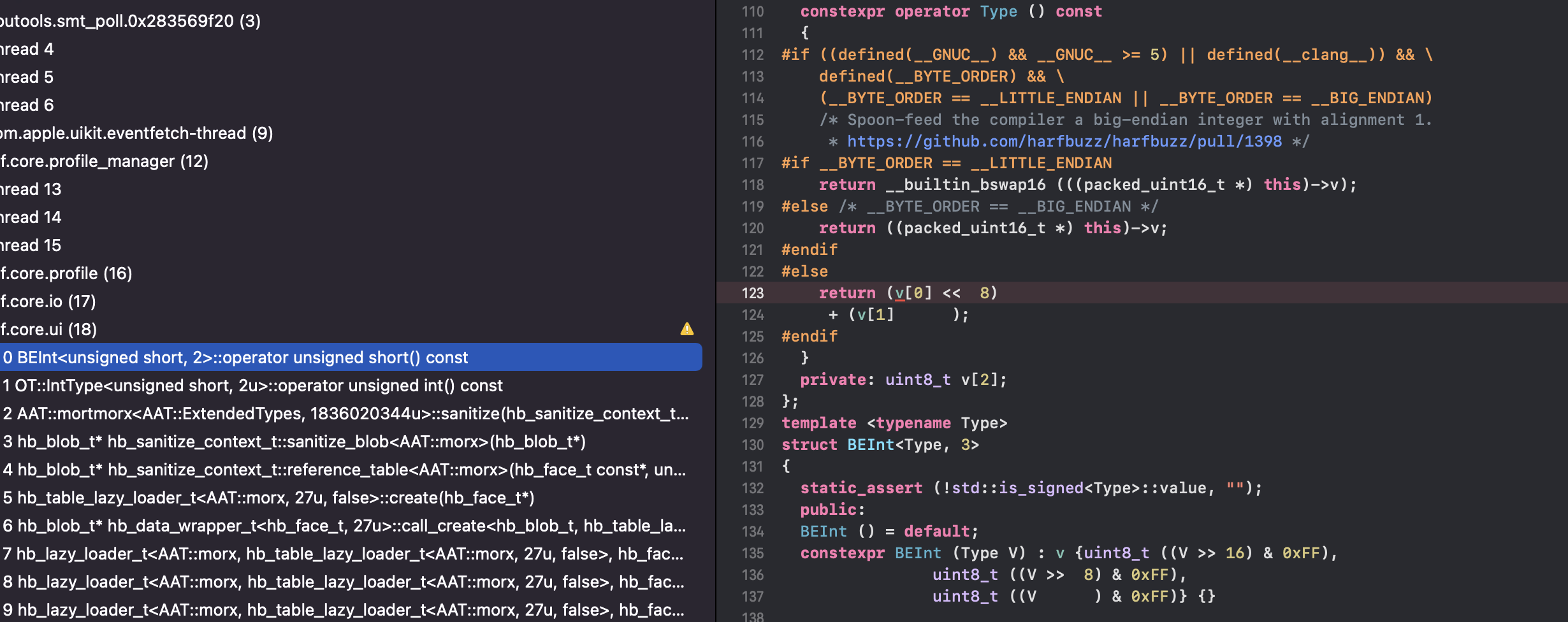 There Is A Crash On Ios Platform · Issue 3832 · Harfbuzzharfbuzz · Github 