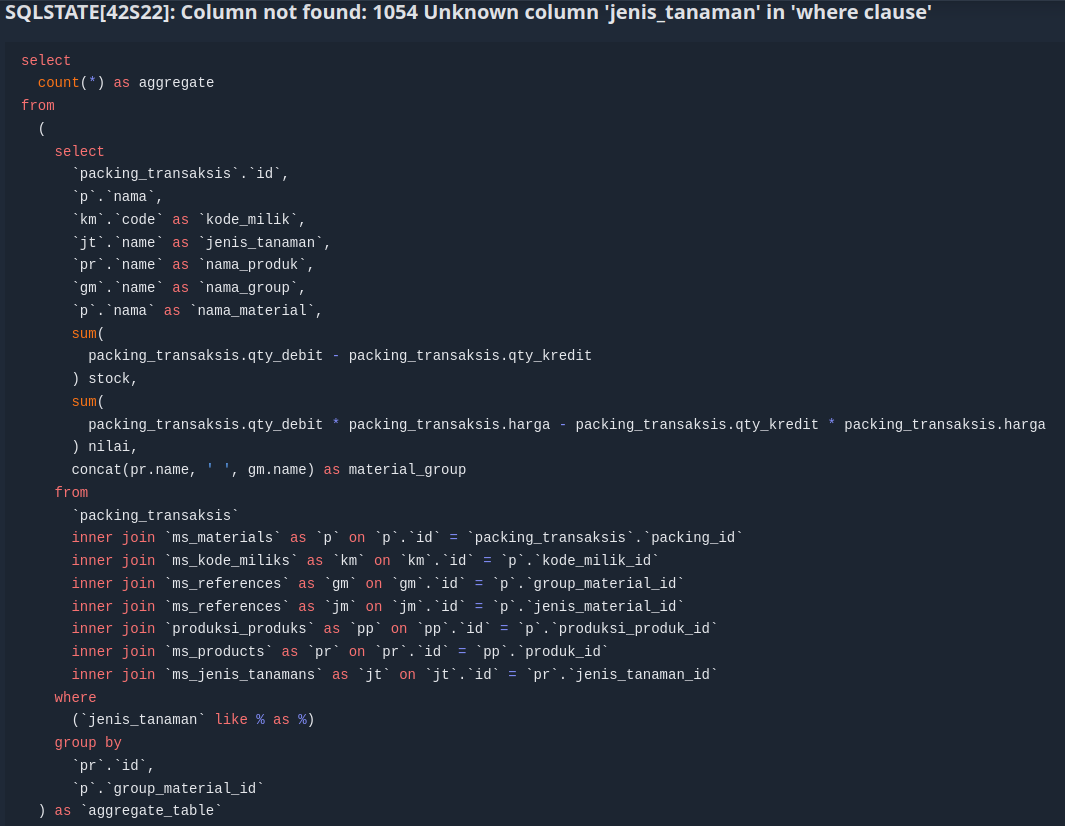 Custom getTableQuery cause unknown column sql error · filamentphp filament · Discussion #2522 ...