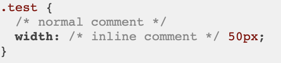(CSS) Inline comments are not highlighted correctly (regression between 10.5.0 and 10.6.0 ...