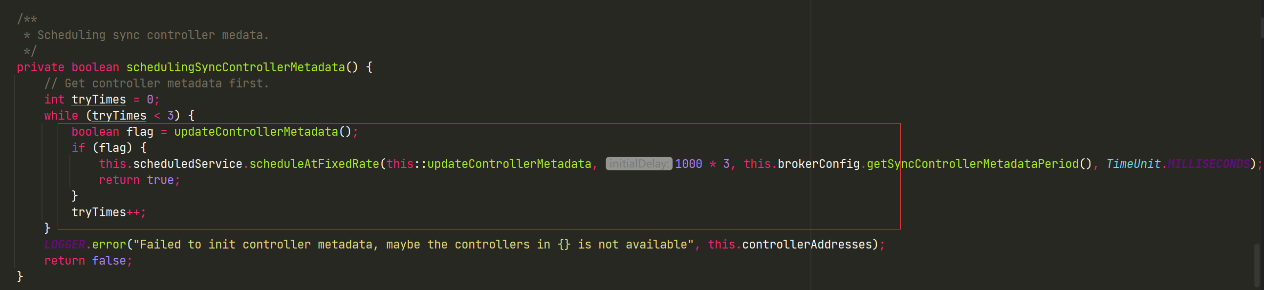 ReplicasManager#schedulingSyncControllerMetadata update controller metadata again after a while ...