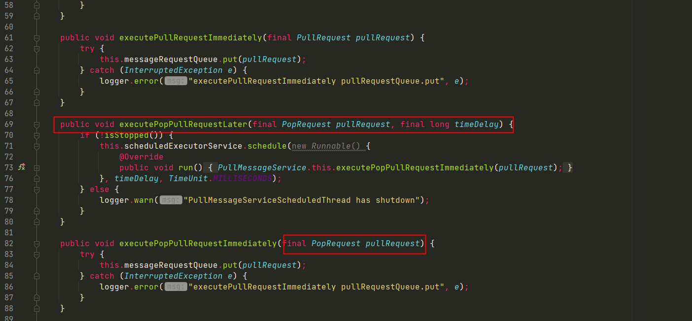 Polish PullMessageService some methods parameter name · Issue #5647 · apache/rocketmq · GitHub